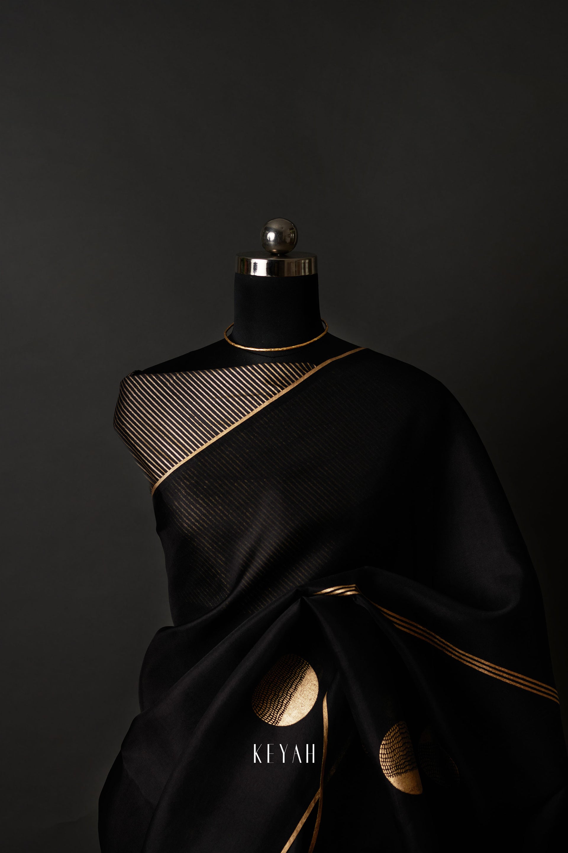 Gold Moon | Hand Block Printed Silk Organza Saree – KEYAH®